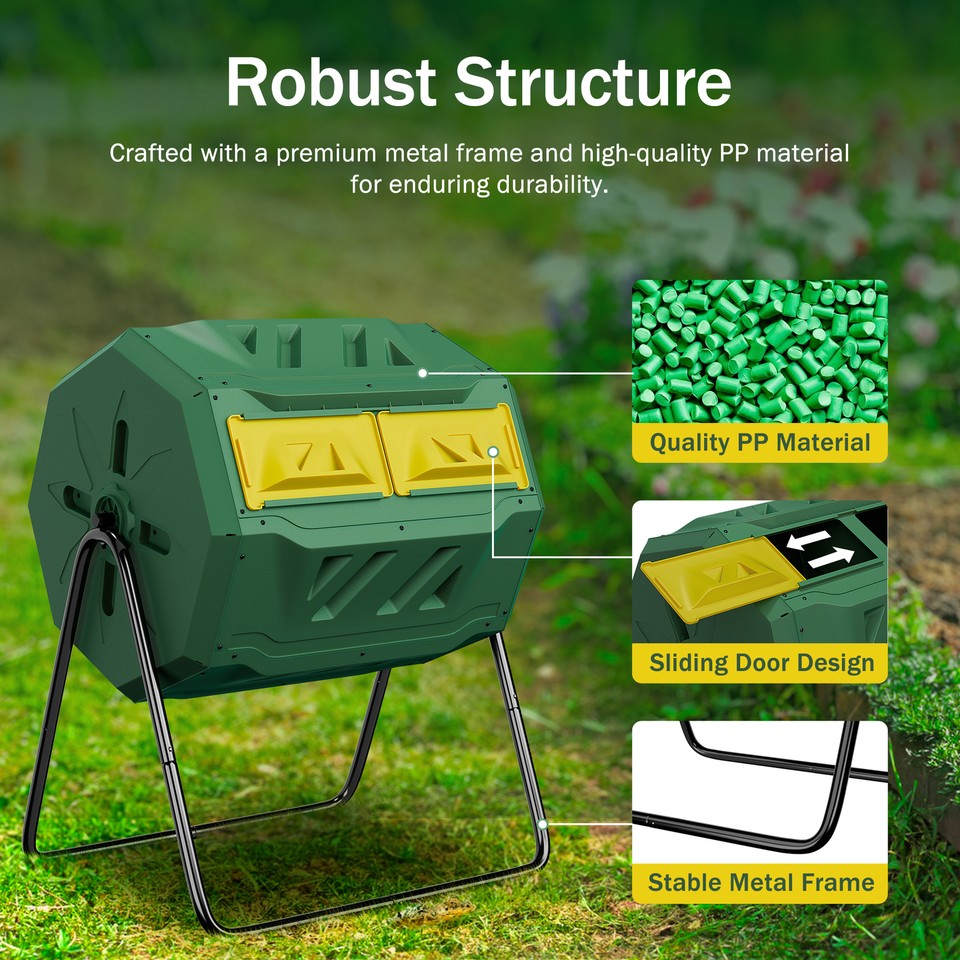 Compost Bin Kitchen Garden Waste Bin Composter Tumbler 18.5/37/43/80 ...