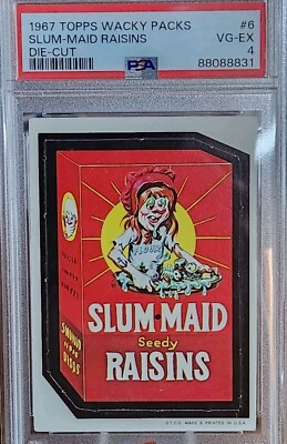 1967 Topps Wacky Packs SLUM MAID RAISINS Die-Cut #6 PSA 4 VG-EX | eBay