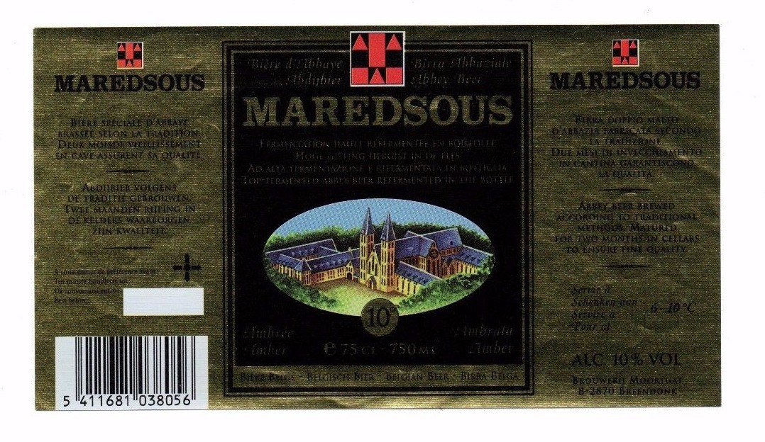 Belgium - Beer Label - Brouwerij Moortgat, Breendonk - Maredsous Ambree ...