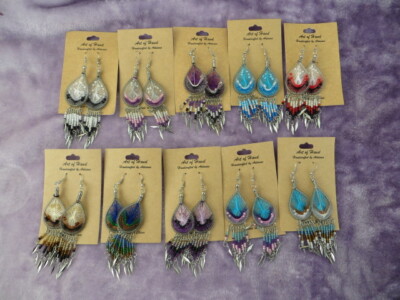 Tear Drop Dream Catcher Earrings with Seed Bead Dangles, New | eBay