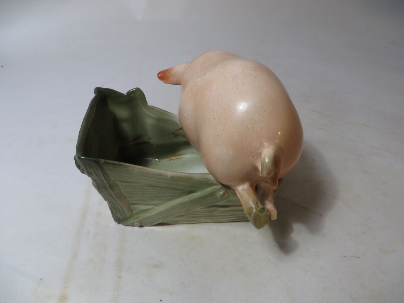 ANTIQUE GERMAN PIG FAIRING PIG CLIMBING OVER THE TROUGH | eBay