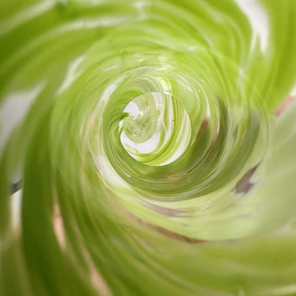 Hand blown glass Heritage Vase Green White Clear MCM | eBay