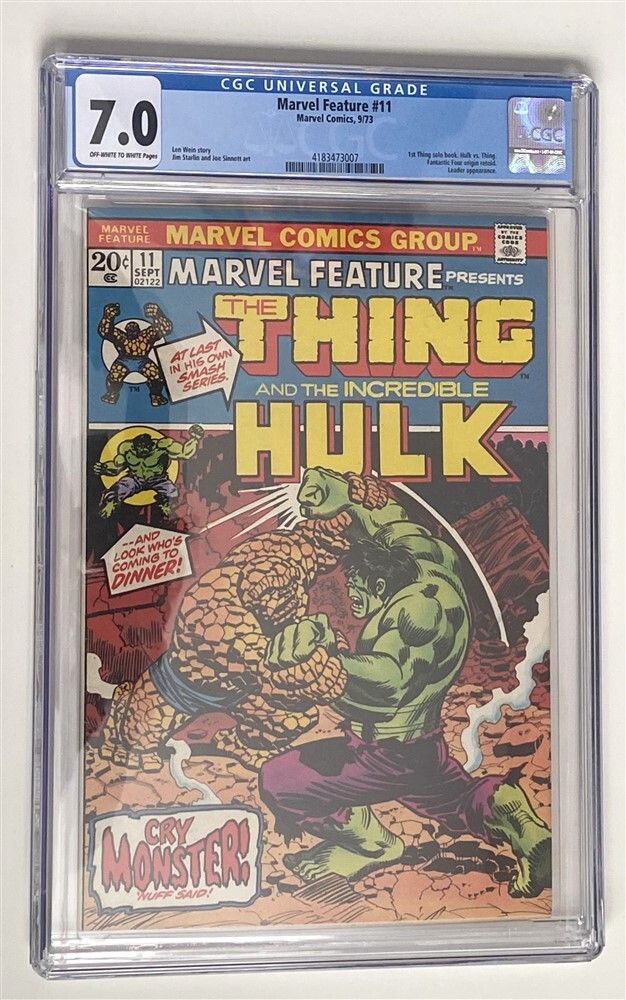 MARVEL FEATURE #11 CGC 7.0 1973 OW - WHITE PAGES HULK VS. THING | eBay