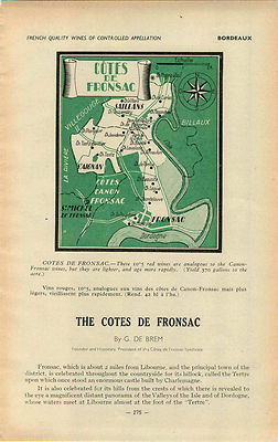ADVERTISEMENT Cotes de Fronsac Map Vineyard Wine Billaux St Michel ...
