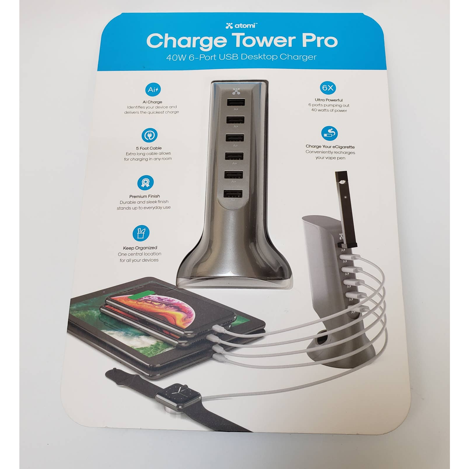 Atomi Charge Tower Pro W/ AI Charge Technology AT1353 for sale online ...