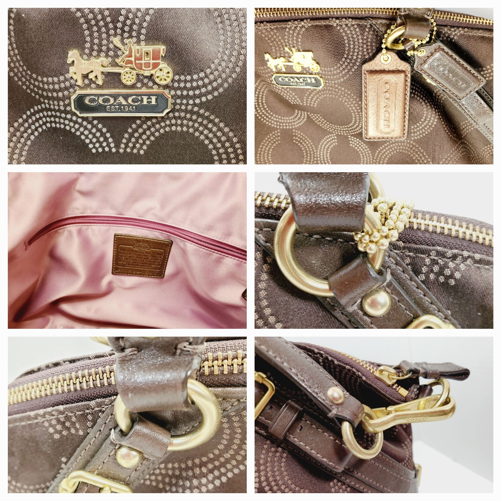 Coach Madison Dotted op art Sophia Satchel Purse Shoulder Handbag Tote ...