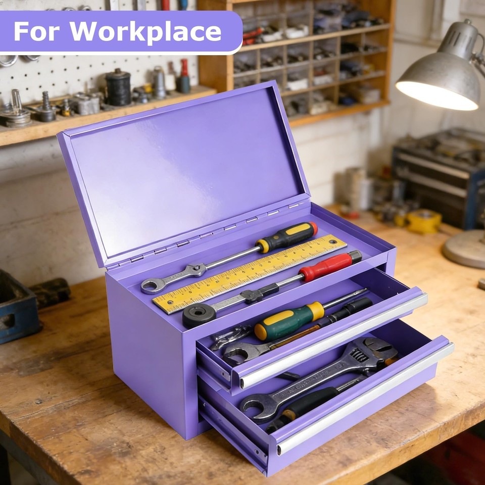 Compact Steel Tool Box with Drawers - Portable Metal Organizer for ...