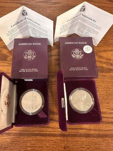 1990 S AMERICAN SILVER EAGLE PROOF DOLLAR US Mint ASE Coin with Box and ...