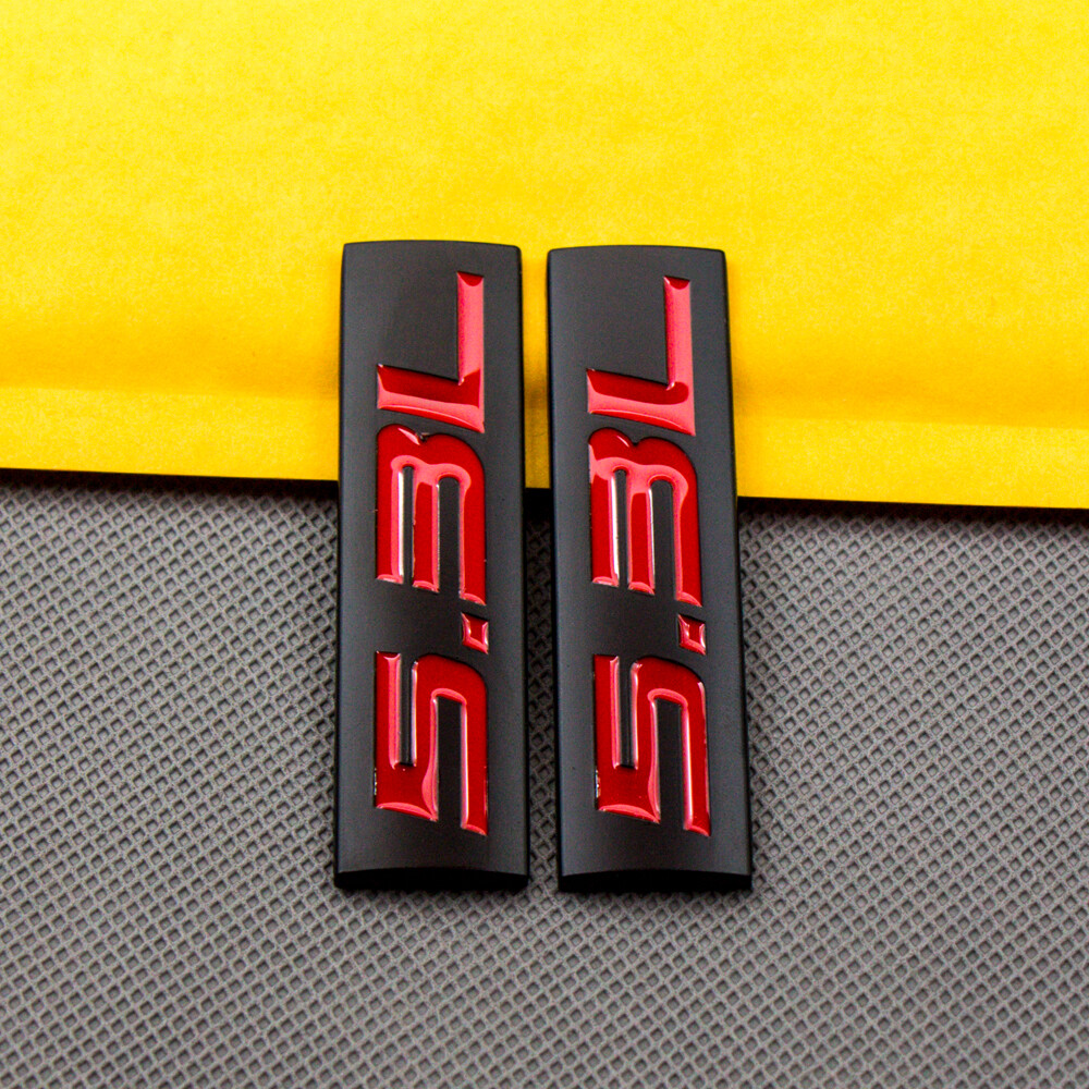 2x Black & Red Metal 5.3L Engine Badge Sticker Fender Trunk Sport ...