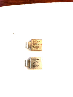 Lot of 2 Capacitors SAHA Metal Cased Mica Capacitor Case F 250pf 350v ...
