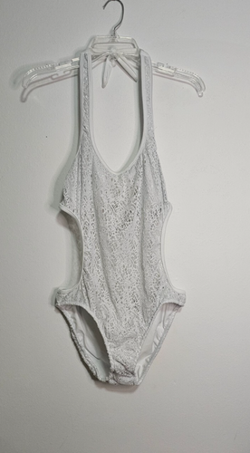 Vintage VENUS Crochet White Monokini Size 12, Adj Bra Strap Made in USA ...