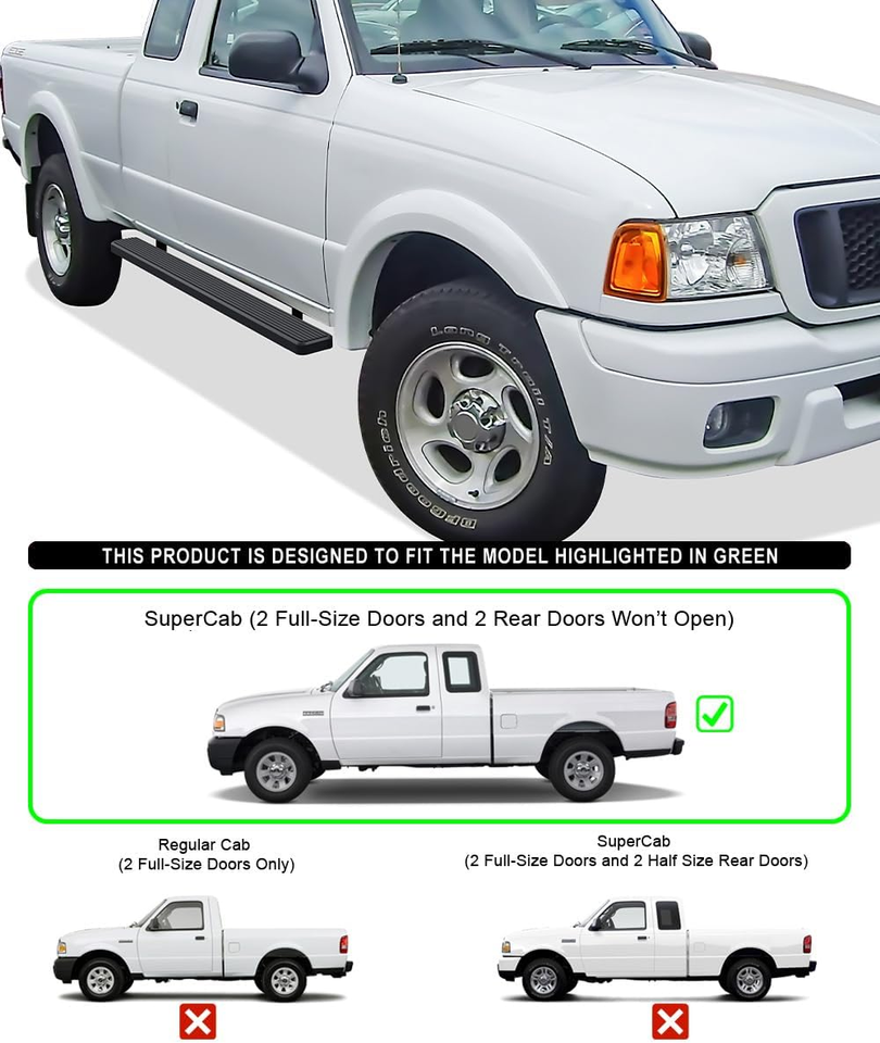 1998-2011 Ford Ranger Running Boards Side Steps for Ford Ranger Nerf ...