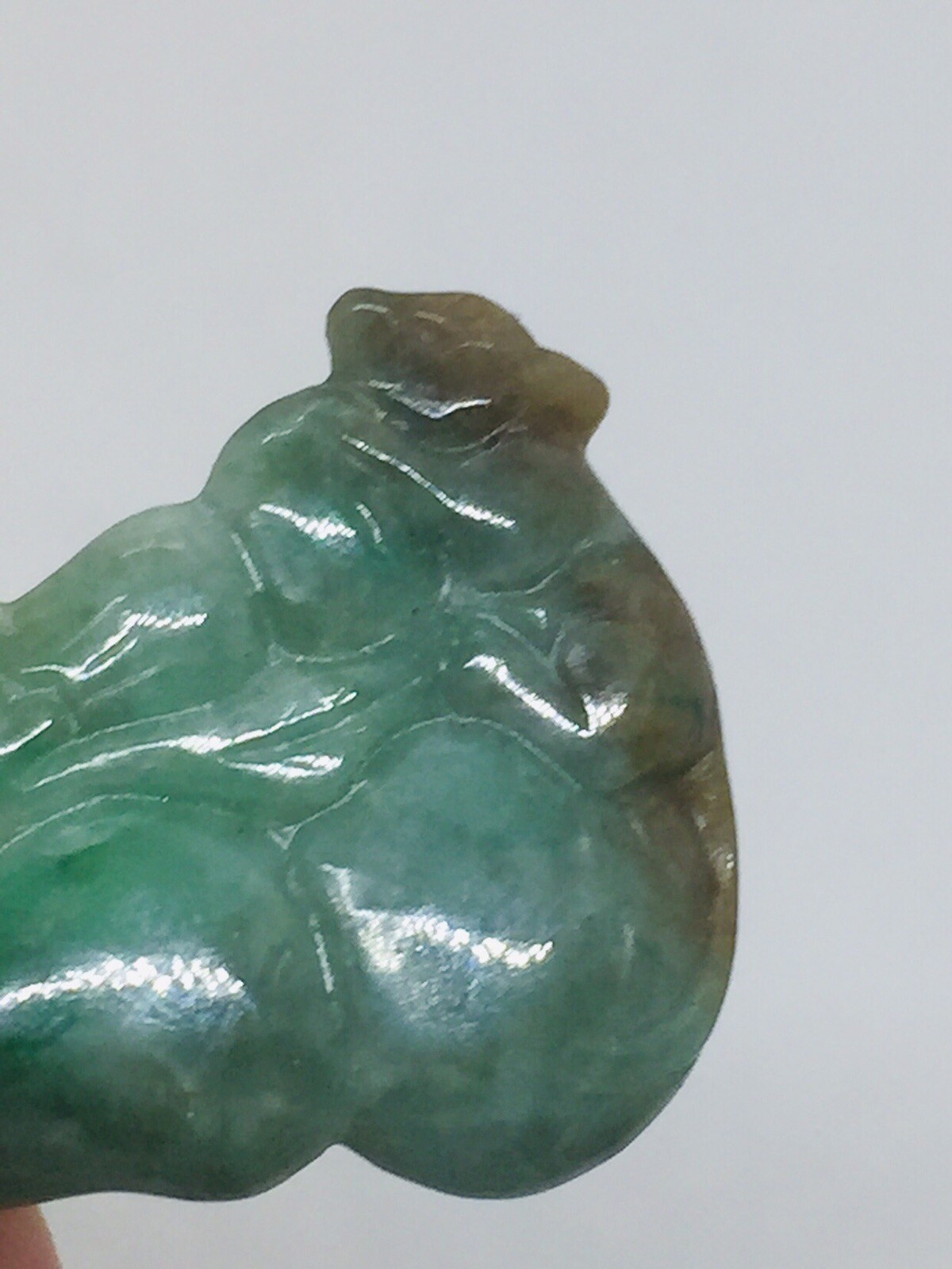 Antique Chinese Carved Green Jade Rat Mouse Eating Fruit Charm Pendant ...