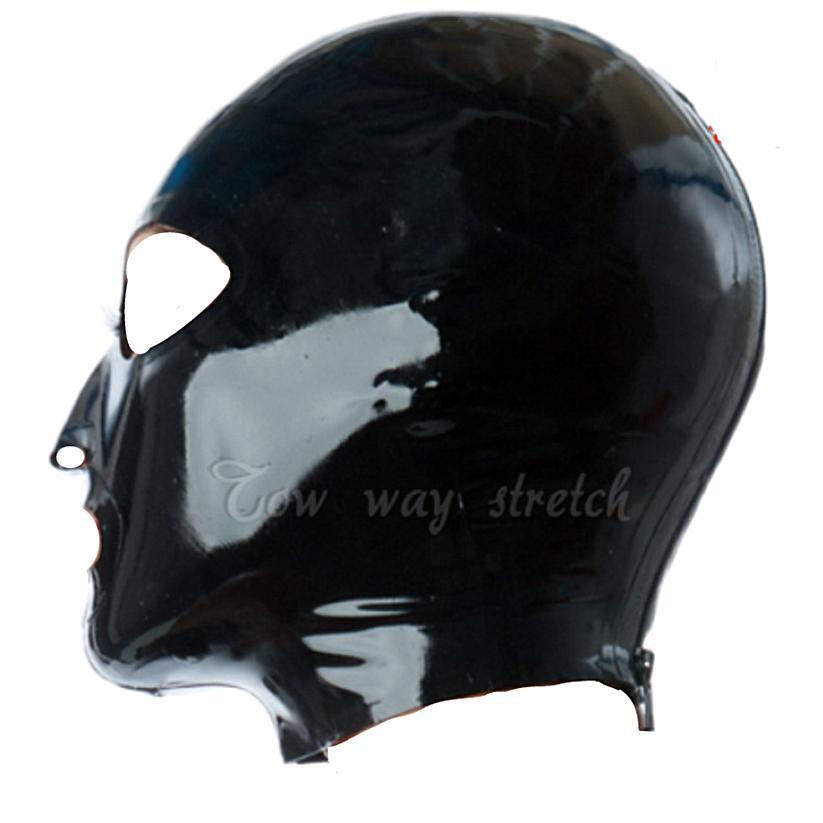 Black Latex Rubber Gummi Hood Face Mask Zipper Back Natural Rubber Size ...