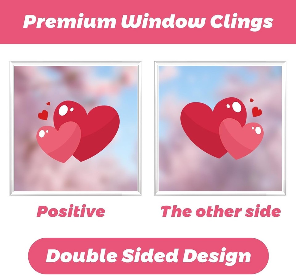 Valentine's Day Window Clings PVC Stickers Valentine Hearts-Shape Heart ...