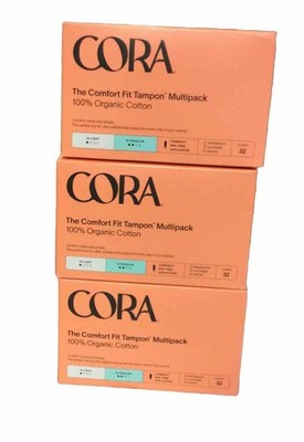 3 Pack CORA Comfort Fit Tampon Light/Regular Absorbency Split 32 ct | eBay