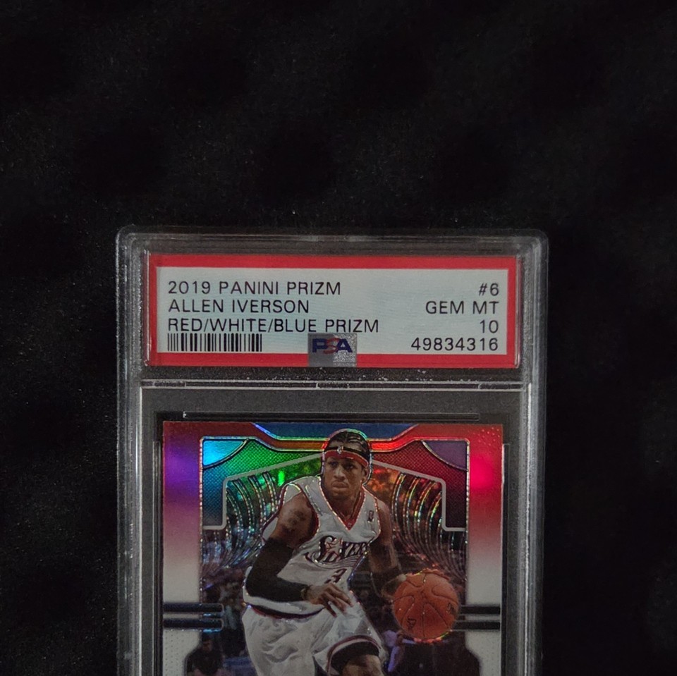 2019 Panini Prizm Allen Iverson Red White Blue Prizm PSA 10 GEM MINT 🔥 ...