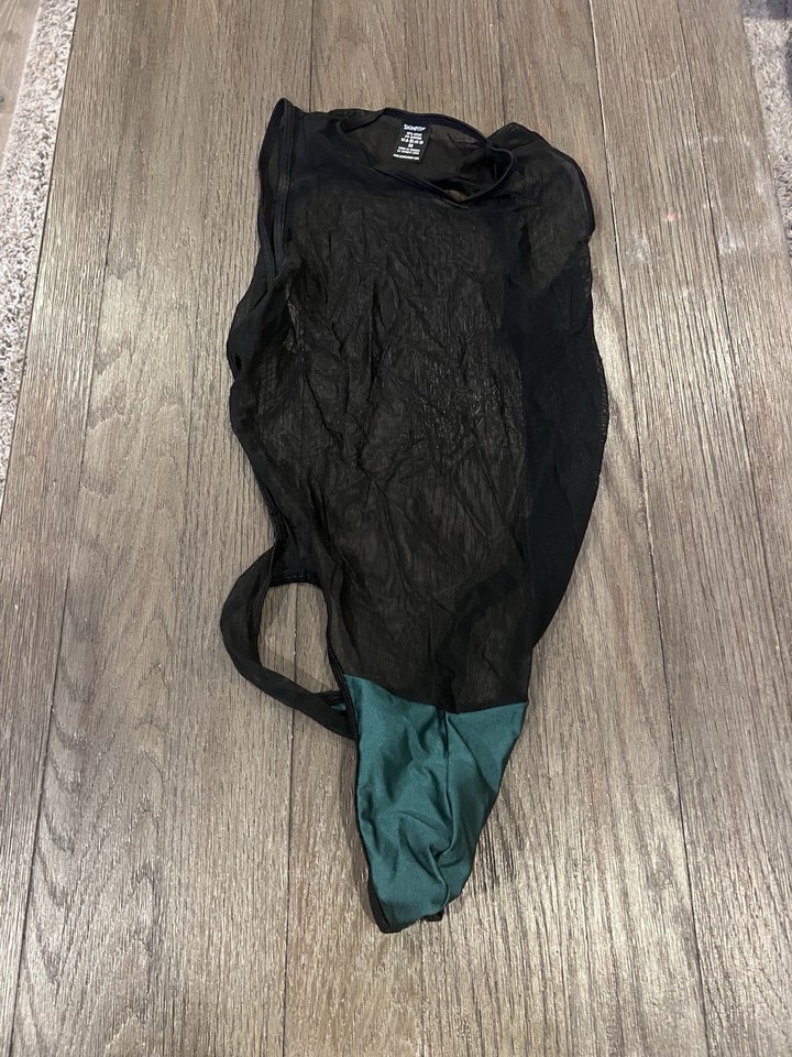 Mens Skinfit Shiny Spandex Sheer Zentai Singlet Dark Green Thong ...