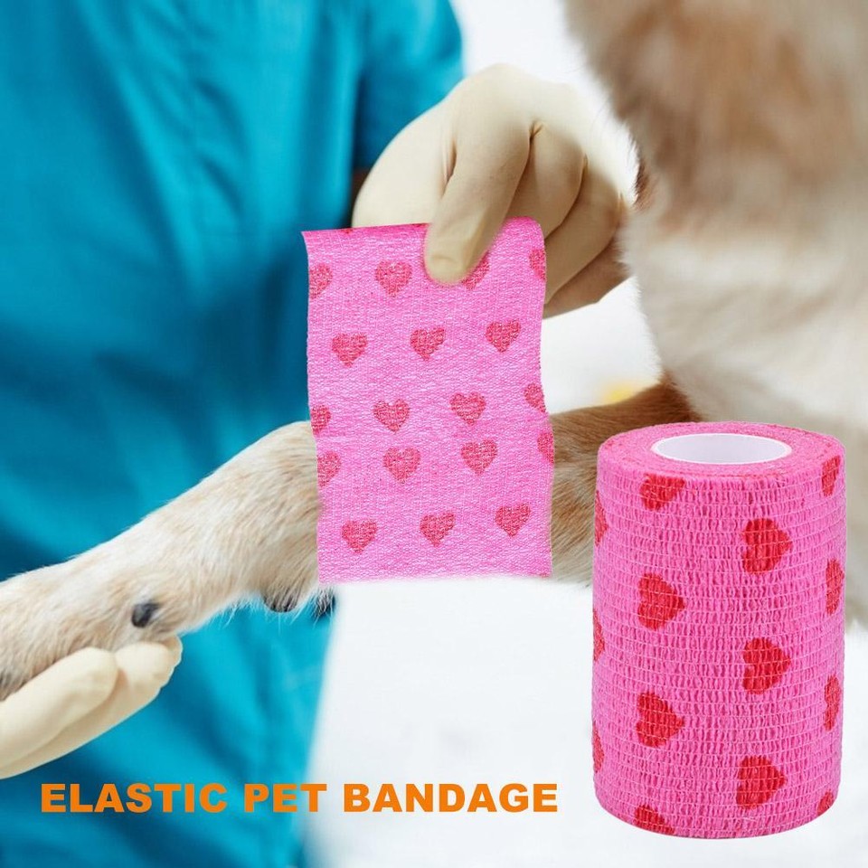 Rose Red Heart Rolls Bandages Practical Elastic Wound Tapes for Pets ...