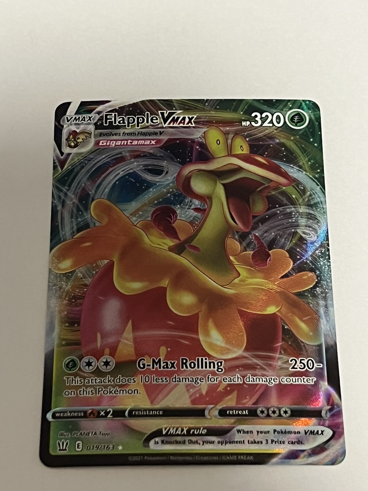 Flapple VMAX 019/163 - Battle Styles - Ultra Rare Holo Pokemon Card ...