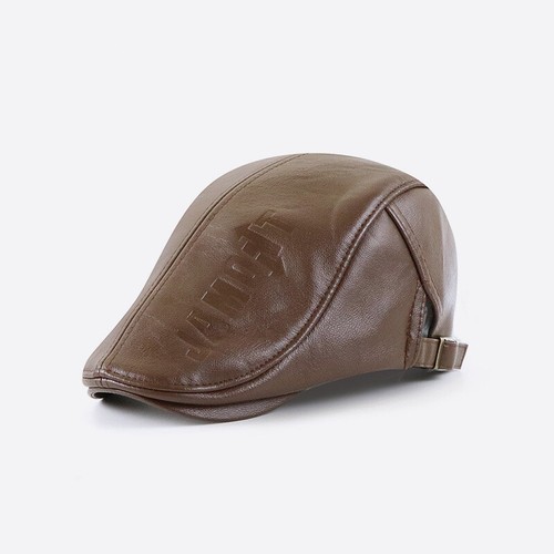 Men Beret Hat Leather Cap Newsboy Gatsby Flat Cap Ivy Golf Driver Cap ...