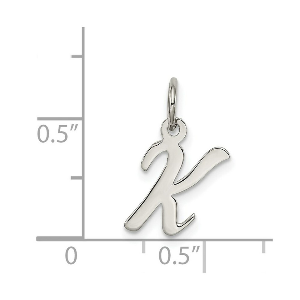 Sterling Silver 925 Small Script Letter K Initial Charm Pendant 0.63 ...