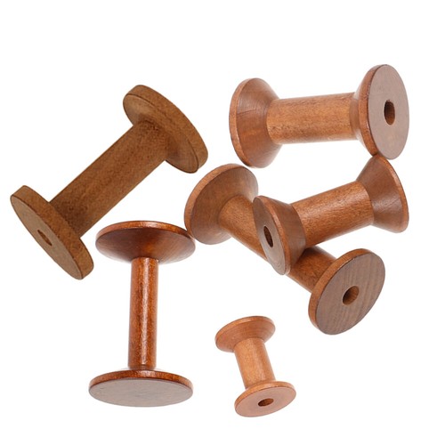 6 Pcs Vintage Wooden Spool Yarn Dispenser Thread Spools Empty Bobbin | eBay