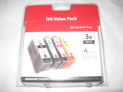 GENUINE Canon 3e BCI-3e Multi-Pack (4) Ink Tanks Black Cyan Magenta ...