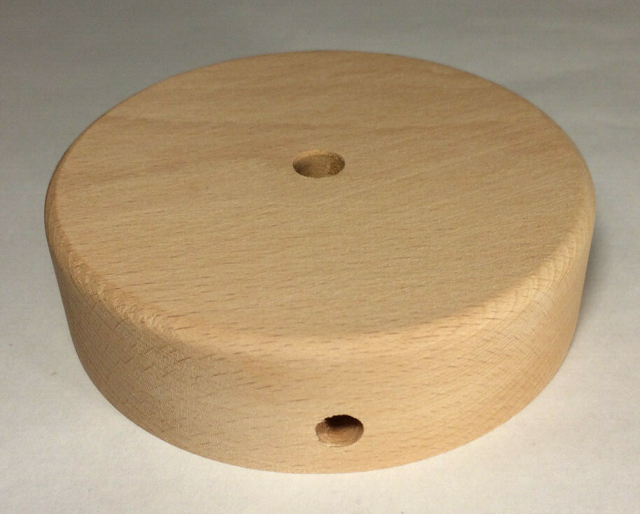 New 4" Modern Style Disc Shaped Rustic Wooden Lamp Base w/ Wire Way ...