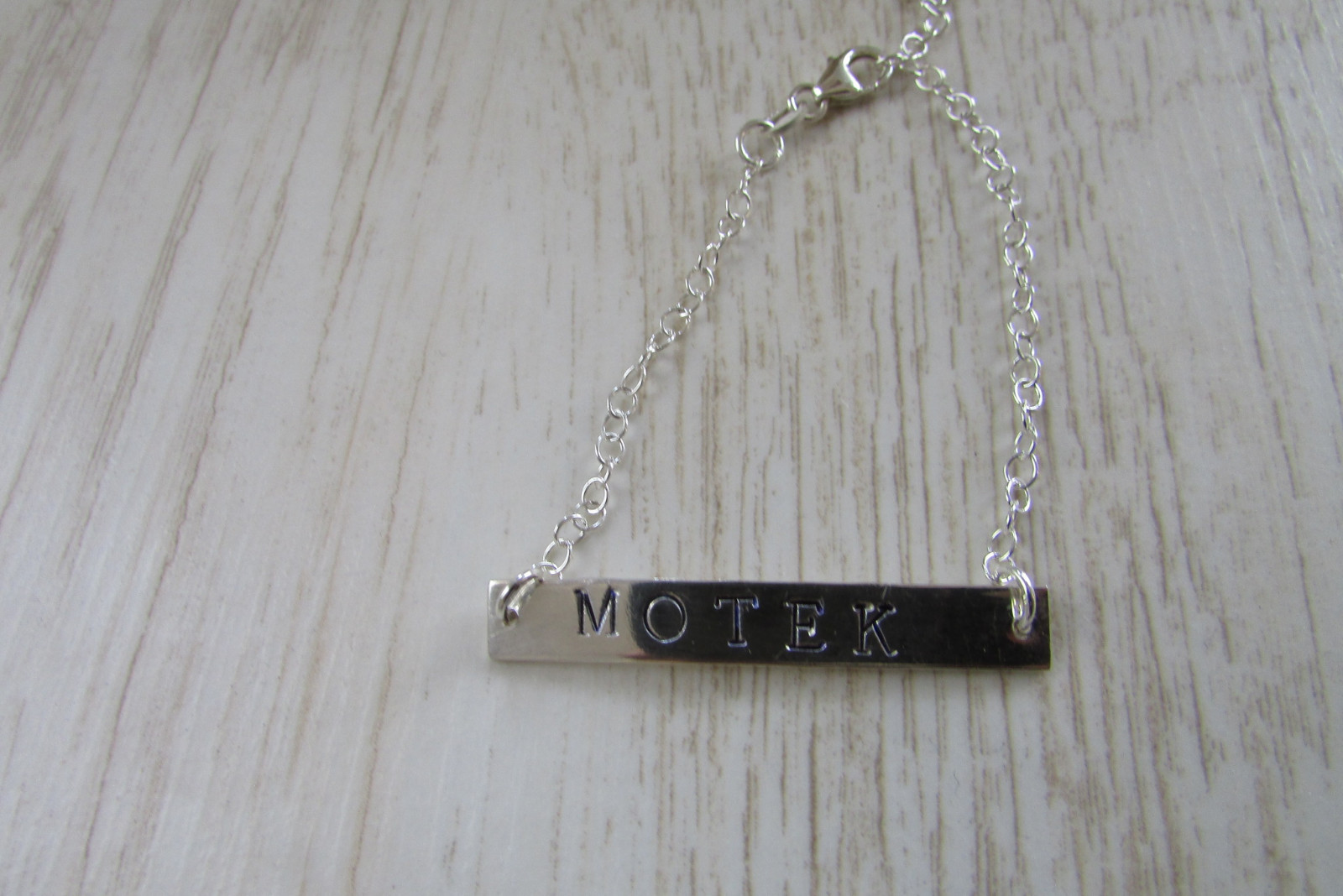 Motek Bracelet Handstamped Sterling Silver Bar Hebrew Word for Sweetie ...