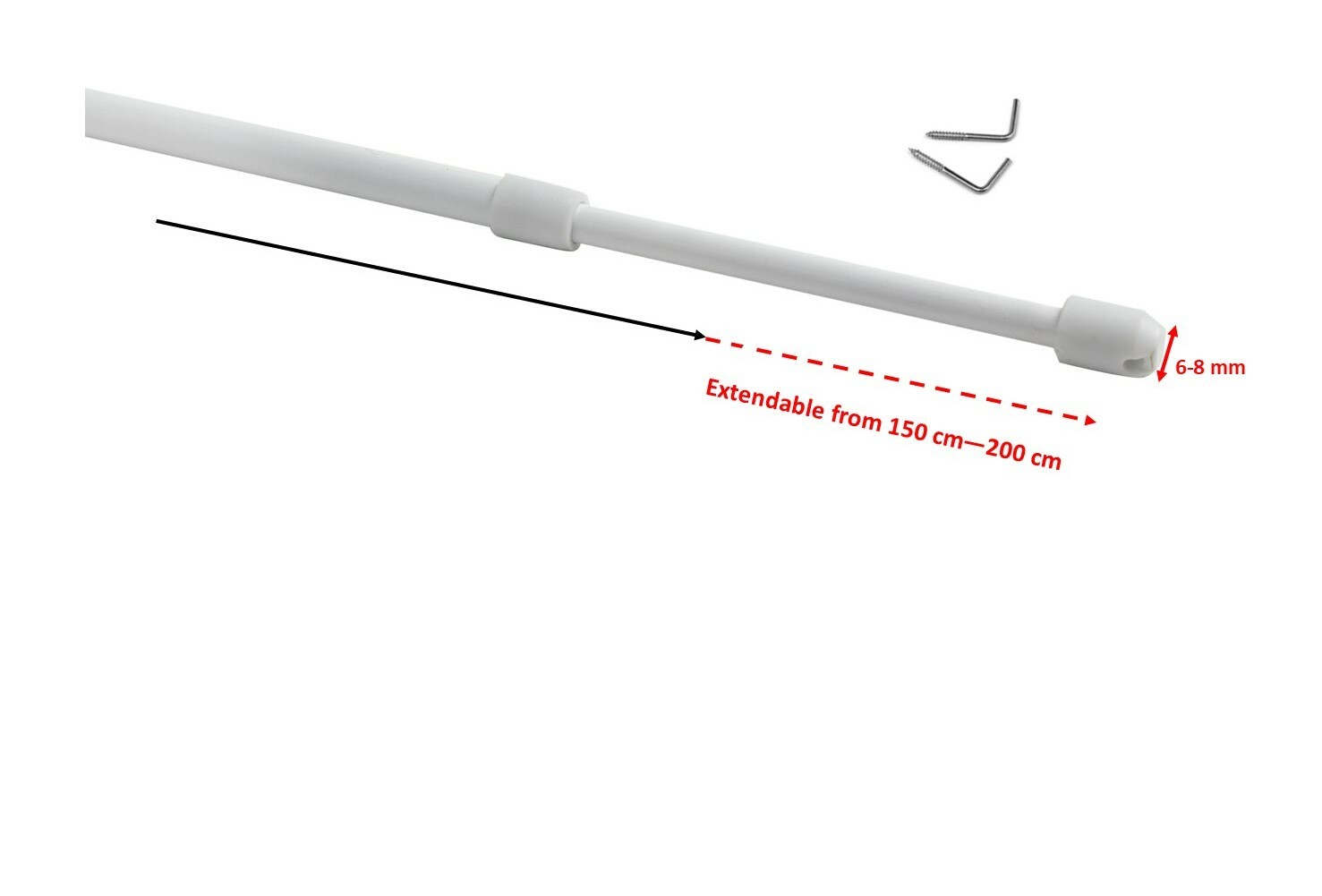 Speedy Net Rod, Net curtain rod, White, Extendable Metal Net Curtain ...