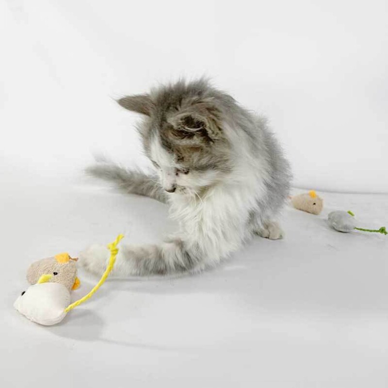 3x Mice for Cats Plush Mouse Play-Catch Interactive Training Toy for ...