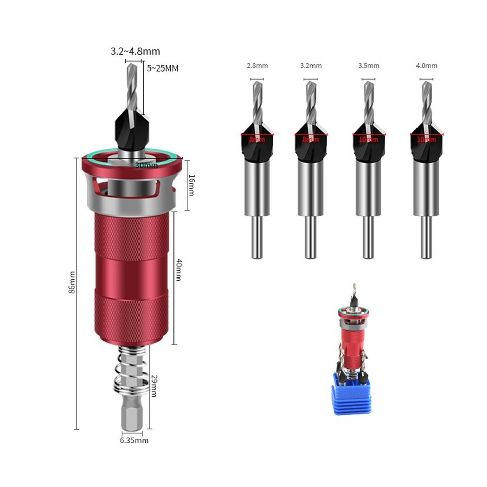 Adjustable Countersink Bit Depth Control Drill Semi-Automatic Depth ...