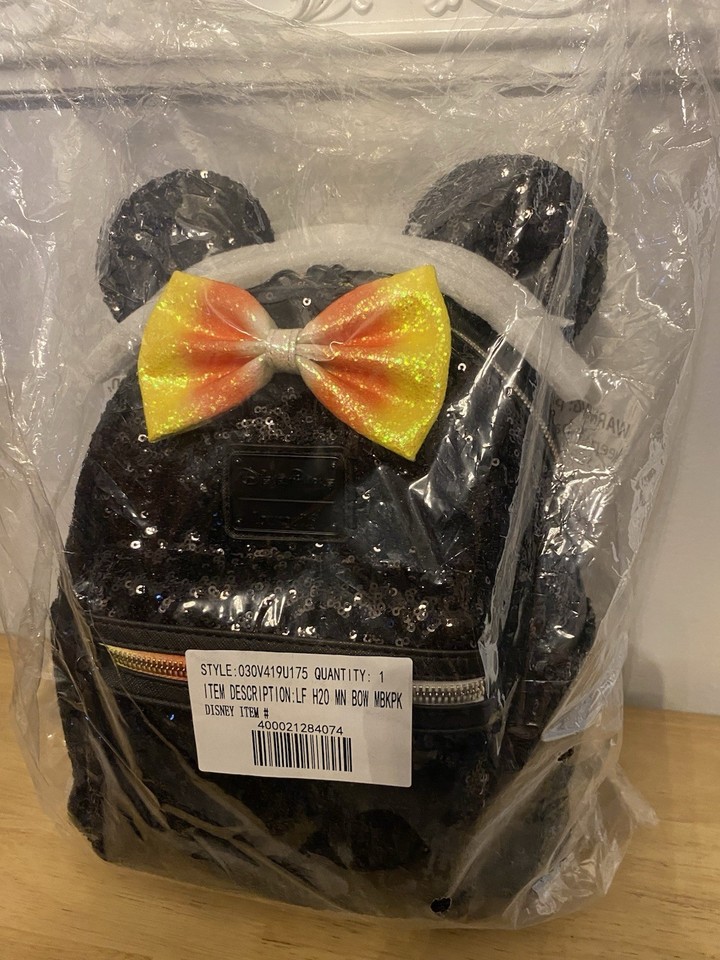 Disney Loungefly CANDY CORN HALLOWEEN Minnie Mouse Backpack Black ...