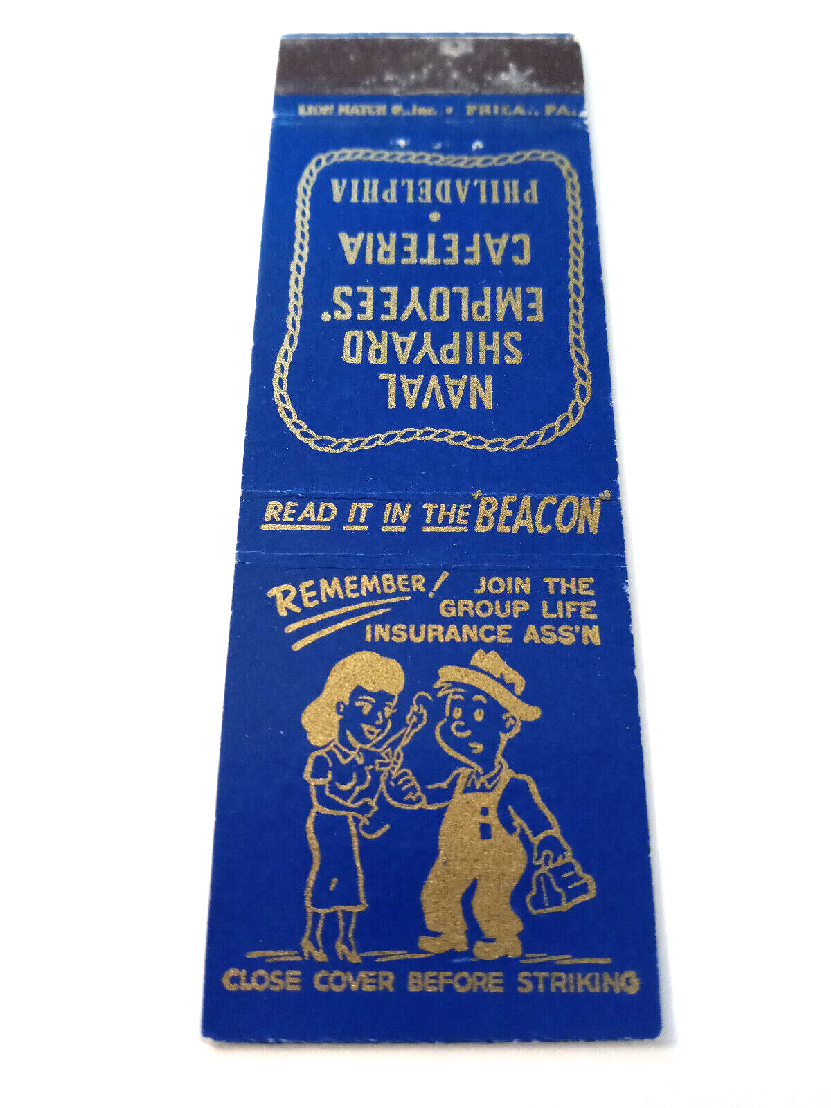 Vintage Matchbook: Naval Shipyard Employees Cafeteria, Philadelphia, PA ...