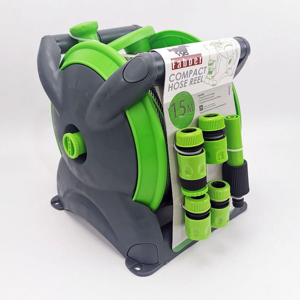 49ft Garden Compact Hose Pipe Reel Fitting Set Wall Mounted Free ...