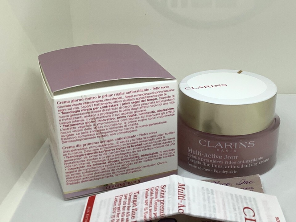 CLARINS DAY CREAM 1.6oz DRY SKIN TARGET FINE LINES, ANTIOXIDANT SEALD ...