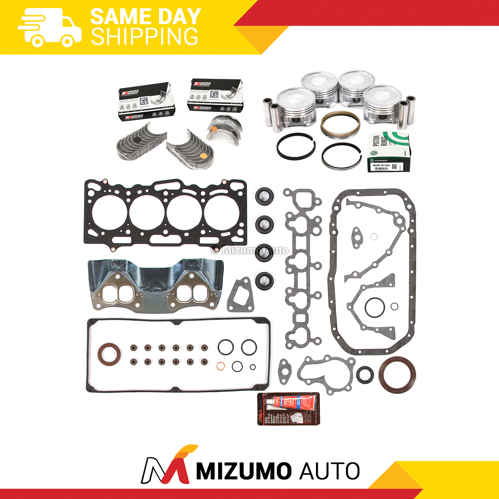 Full Gasket Set Pistons Bearings Fit Mitsubishi Mirage 1.5L 4G15 SOHC ...