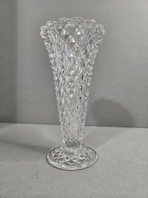 Princess House Lead Crystal Diamond Cut Trumpet Vase 8" | eBay
