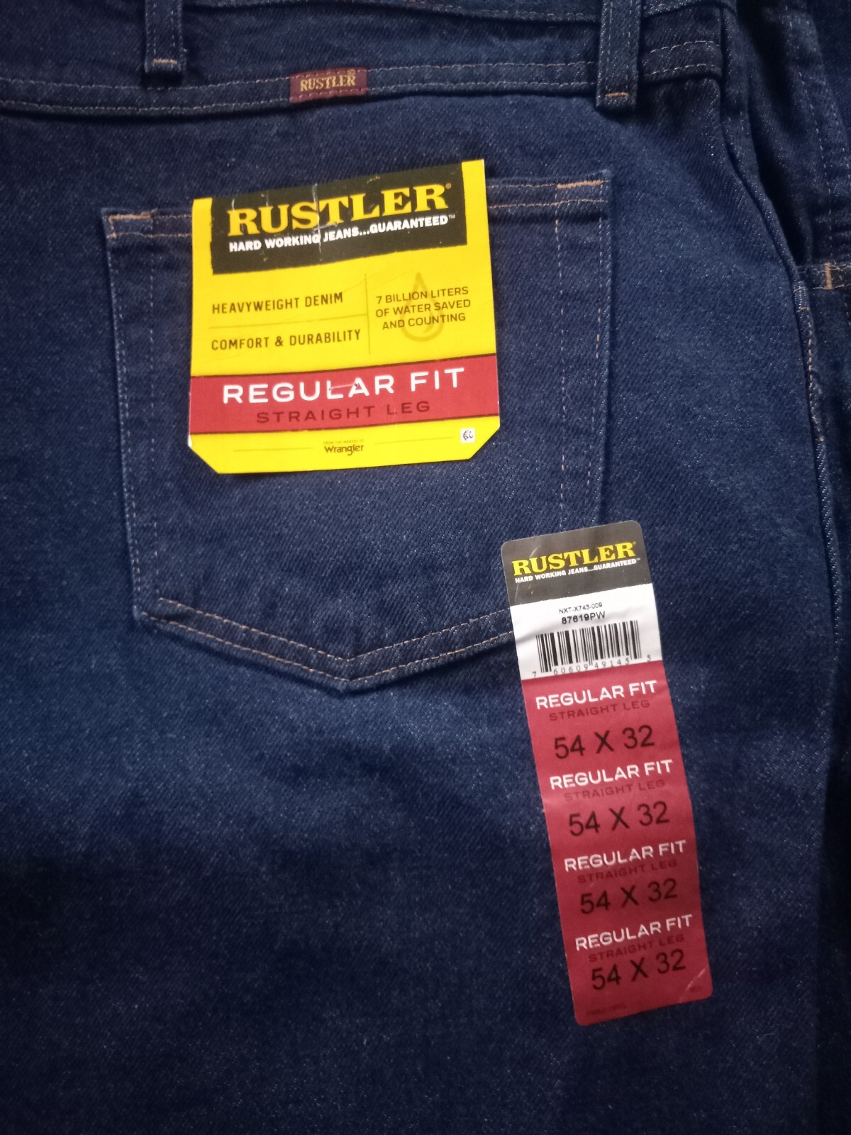 Men's Rustler by Wrangler Classic Regular Fit Straight Leg Jeans 54x32 ...