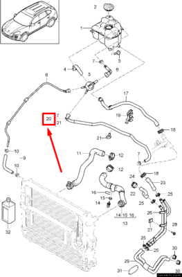 PORSCHE CAYENNE 92A Engine Coolant Reservoir Hose 95810642210 NEW ...