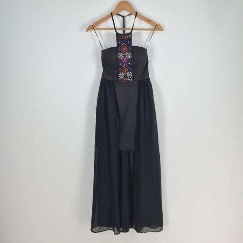 Dotti womens dress size 6 maxi black sleeveless stretch solid zip ...