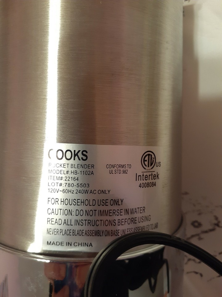 Cooks Rocket Blender Power Motor Base Blender Stainless Steel HB-1102A ...