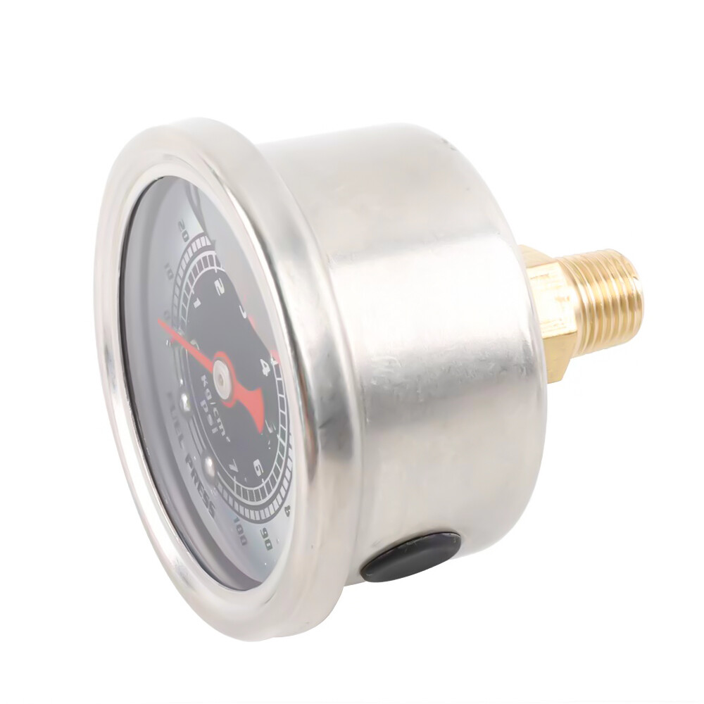 Fuel Pressure Gauge 0-100psi w/In-Line Adapter 3/8Inch Oil Liquid ...