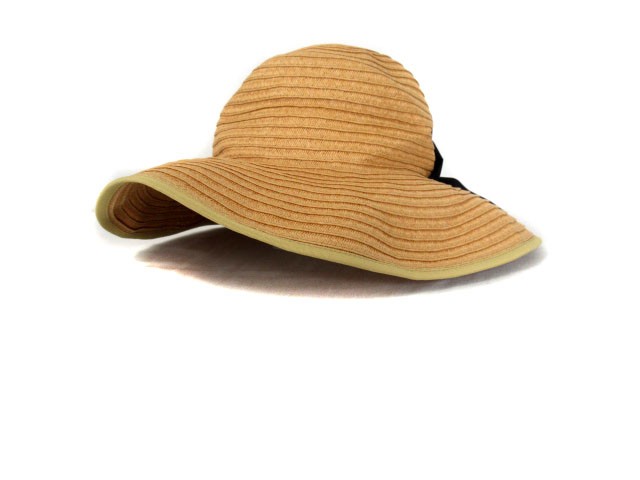 Casselini Paper Hat Wide Brim Ribbon Piping Beige Lad… - Gem
