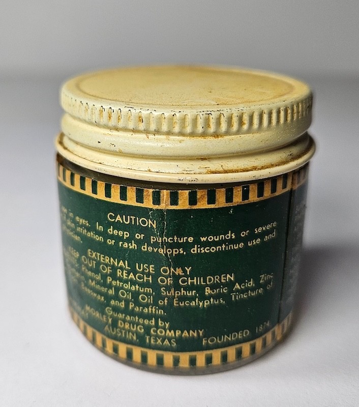 Morley's Prickly-Pear Salve Clear Glass Jar With Original Label & Lid ...