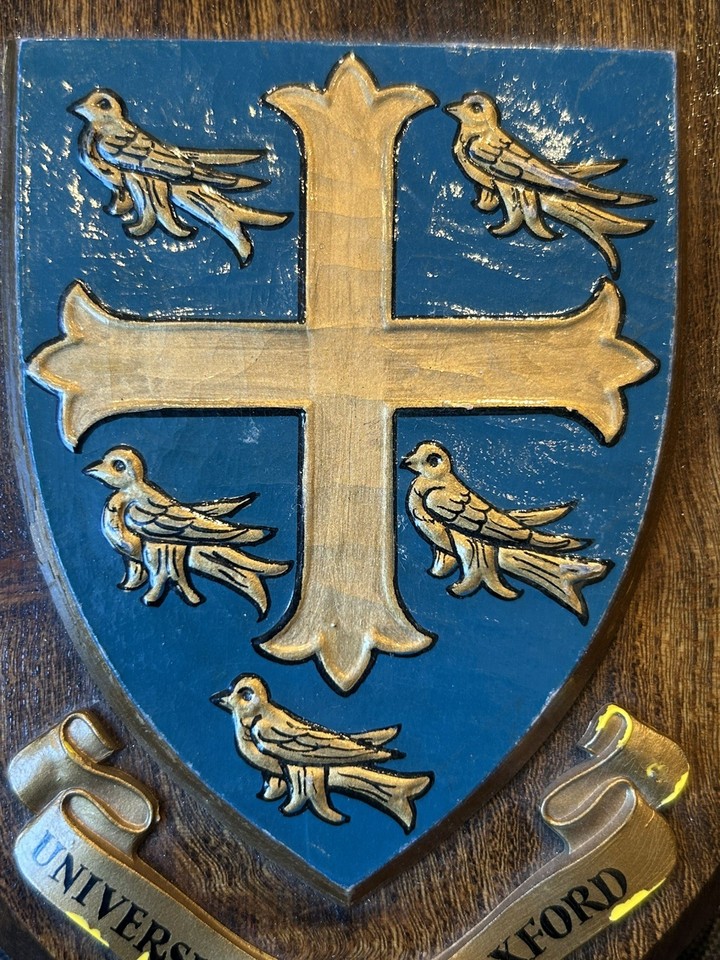 University College Oxford Wooden Shield Plaque Heraldic Crest Wall ...
