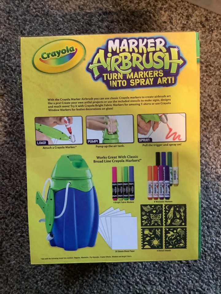 CRAYOLA Marker Airbrush Set Sprayer Kit Turn Markers into Spray Art ...