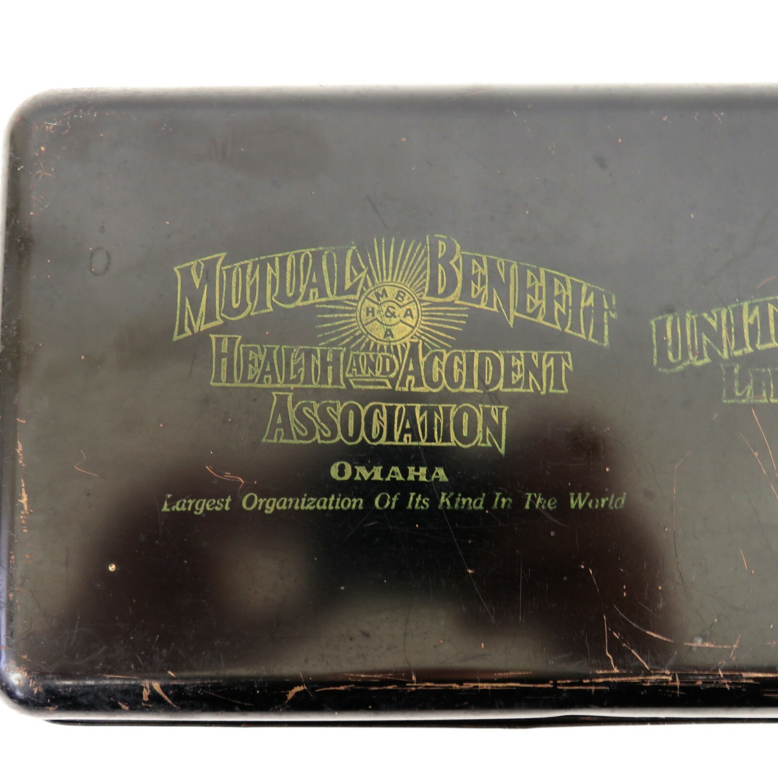 RARE Antique Metal Bank Box PN CO Fulton Mutual Benefit Health Life ...