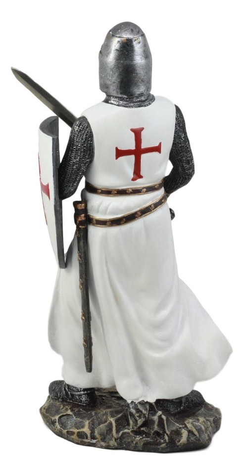 Ebros White Cloak Caped Medieval Crusader Swordsman Knight Figurine 11. ...